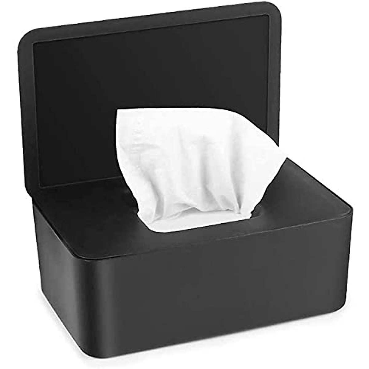 LEFUYAN Wipes Dispenser, Tissue Storage Box Case Wet Wipes Dispenser Holder with Lid for Vanity, Countertops, Desk, Office, Dorm (Black)