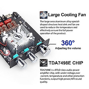 160W+160W Amplifier Board with Treble and Bass Control, DC 12-36V, BT and AUX Inputs, 2.0 Channel Stereo AMP Board for DIY Wireless Speakers, Password Free (T160HS)