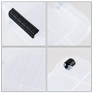 Afromy 3 Pack 20 Qt Wheeled Latching Storage Box, Stackable Underbed Bin with Latch Lid, Clear