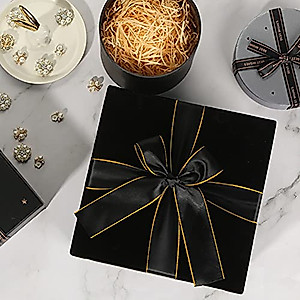 JOHOUSE 2PCS Square Gift Boxes, Black Luxurious Gift Boxes Velvet Square Gift Boxes with Lids for Mothers Day Valentines Day Weddings
