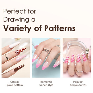 Modelones Nail Art Brushes, Liner Brushes 5Pcs Thin Nail Brush Set for Nail Art Nails Gel Polish Painting Designs with Hexagonal Shape Easy Hold 5/7/9/11/20mm