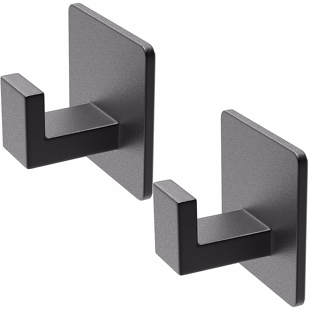 PMMASTO Adhesive Hooks Towel Hooks - 2 Pack Aluminum Wall Hooks Towel Hanger Shower Hook for Bathroom, Bedroom and Kitchen-Black