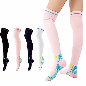 Willing Life Compression Socks for Women Men Over Knee Compression Stockings Best Support for Sports Nurse Travel Running Socks 4 Pack