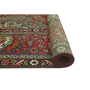 Noori Rug - Premium & Luxury Imported - Handmade Vintage Distressed Jayvee Rug - Red - Navy, 9'6" x 12'10" - Living Room - Dining Room - Bedroom