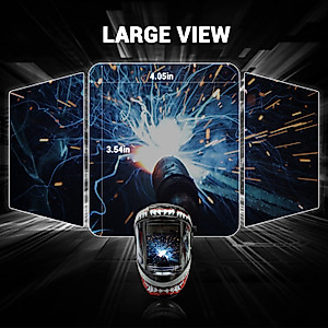 AUTOGEN Welding Helmet, Large Viewing Screen 4.05"X3.54" Auto Darkening Welding Helmet True Color Solar Power 4 Arc Sensor Wide Shade 4~5/8-9/13 for TIG MIG Arc Weld Grinding Welder Mask(Colorful)