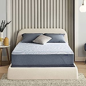 Serta Perfect Sleeper 12 Inch Cal King Gel Memory Foam Mattress, Medium, USA Built, 100-Night Trial, CertiPUR-US Certified - Splendid Slumber, White and Dark Blue