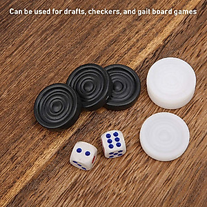 Wooden Backgammon Pieces, 22mm Plastic Black White Backgammon Checkers Pieces Set Solid Wood Checkers Set Staunton Chess