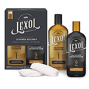 Lexol Leather Care Kit Conditioner and Cleaner, Use on Car Leather, Furniture, Shoes, Bags and Accessories, Trusted Leather Care Since 1933, Quick & Easy 2-Step Regimen, 16.9 oz Bottles Plus 2 Sponges,Black