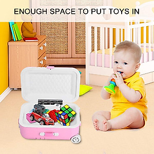 Liukouu Mini Suitcase Toy, Pink, Plastic, Rolling, Durable, for Children's Day & Birthday