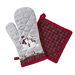 SKL Home Woodland Winter Oven Mitt and Pot Holder Set, 8x8