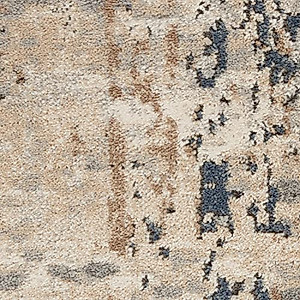 Nourison Concerto Beige/Grey 7'10" x roundArea Rug, Abstract, Distressed, Easy Cleaning, Non Shedding, Bed Room, Living Room, Dining Room, Kitchen, (8' Round)