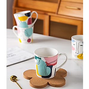 Aubcee 14 oz Coffee Mugs, Set of 4 Ceramic Coffee Mug Sets, Coffee Mugs,Tea Cups for Office and Home