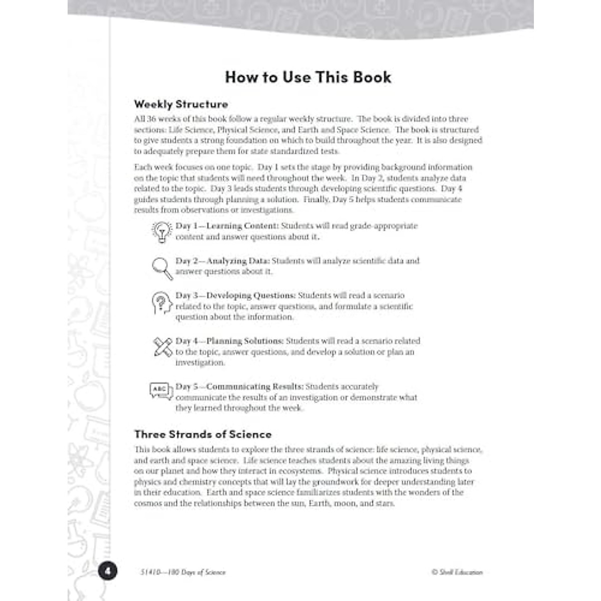 180 Days™: Science, Earth and Space Science for 4th Grade Practice Workbook for Classroom and Home, Cool and Fun Practice Created by Teachers (180 Days of Practice)