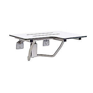 Folding Shower Seat - Wall Mount Bench for Inside Shower / ADA Bathroom Safety Assist / 304 Stainless Steel / Phenolic Resin / Left / 28" x 21"