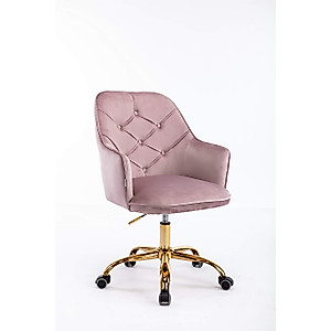 FATFISH Velvet Swivel Shell Chair for Living Room, Office, Modern Leisure Arm Chair in Pink