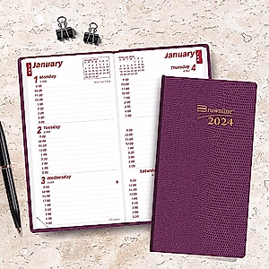 Brownline 2024 Traditional Weekly Pocket Planner, Appointment Book, 12 Months, January to December, Perfect Binding, 6" x 3.125", Assorted Colors (CB403.ASX-24)