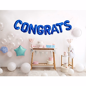 Big Congrats Balloon Gold 16 inch Letters Banner Blue Graduation Party Decorations Supplies