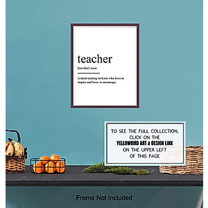 Teacher Definition Wall Art, Home Decor - Typography Poster, Print - Unique Room Decorations for Classroom, School - Gift for Teachers Appreciation - 8x10 Photo Unframed