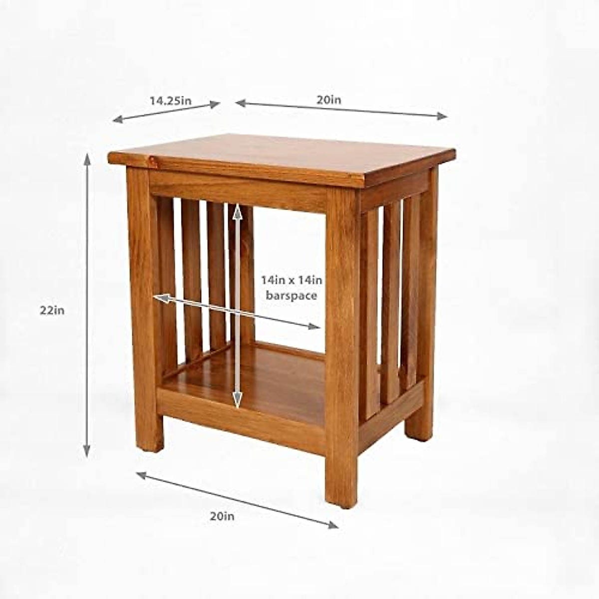 Best Living USA Mission Style Pine End Table, Amish Handcrafted, Wood, Side Table, Bedside Table, Nightstand, Furniture, Made in USA, 22.5