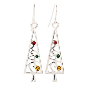 Artisan Owl - Christmas Tree Dangle Earrings