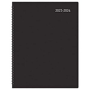 2023-2024 Office Depot® Brand 14-Month Weekly/Monthly Academic Planner, Horizontal Format, 8" x 11", 30% Recycled, Black, July 2023 to August 2024