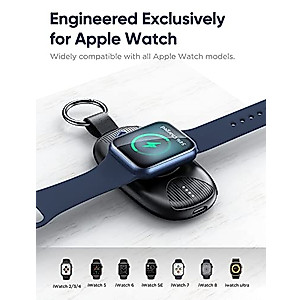 Portable Charger for Apple Watch, 1000mAh Magnetic Keychain Wireless Power Bank Watch Charger for iWatch with 4 LED Indicators, Apple Watch Accessories Compatible for All Apple Watch Series