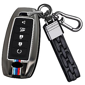 SANRILY Luminous Smart Key Fob Cover Case Fit for Infiniti QX60 QX50 2022 Q50 Q60 2023 QX55 Keyless with Keychain Black