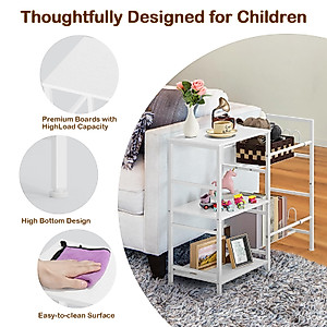 2 in 1 Kids Bookshelf & Kids Toy Storage, 5 Tier Shelf for Kids, Bookshelf with Storage, Kids Bookcase and Toy Storage Organizer for Living Room, Bedroom, Kids Room School & Nursery, Metal, White