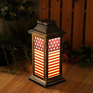Solar Lantern Hanging Outdoor Lantern Waterproof Lamp Outdoor Garden Decor,American Flag