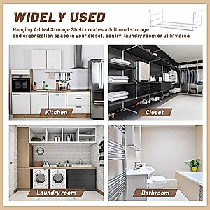 4 Pieces Hanging Wire Shelf Grid Wire Shelf Organizer Closet Hanger Rack Shelf Storage Shelf Accessory for Wire Shelving Closet Storage Organization, White