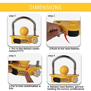 Trailer Locks Ball Hitch Upgraded Trailer Hitch Locks with Combination Lock Heavy Duty Hitch Lock for Towing Rv Trailer