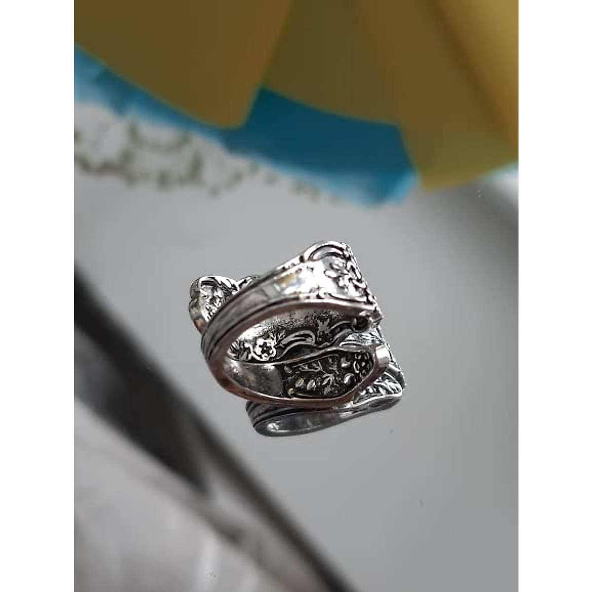 ZhxshwHdd adjustable spoon rings for women men silver vintage (Alloy1, 6)