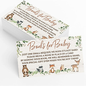 Bring a Book Insert Cards, Set of 50, Woodland Baby Shower Games, Activities, Favors
