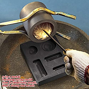 4 Pieces Graphite Ingot Mold Stir Rod Stick Set, 5-in-1 Graphite Casting Coin Combo Metal Refining Scrap Mold, 1 KG Graphite Ingot Crucible Mould, 2 Graphite Stir Rod Stick for Melting