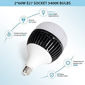 PHOPIK Softbox Photography Lighting Kit: Photo Studio Equipment 30 x 30 inches with E27 60W 5400K Light Bulb and Adjustable Height Light Stand for Filming Video, Photo Shooting and Streaming