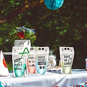 Drink Pouches with Straws Plastic Drink Bags with Zipper Party Beverage Bags Juice Pouches for Adults and Teens (36 Sets,9 Styles)
