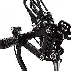 CNC ZX6R 99-02 Motorcycle Adjustable Rearsets Foot Pegs Rear Set Footpeg Brake Shift Pedal Compatible with Ninja 600 ZX6R ZX636 1999-2002/ ZX9R 1999-2003/ ZZR600 2005-2008 Black