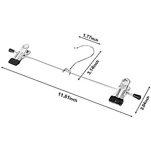 Opuss Metal Pants Shorts Hangers, Heavy Duty Kids Skirt Hangers with 2 Adjustable Non Slip Clips, Ultra Thin Space Saving 360 Degree Swivel Hook Stainless Steel Hanger 12 Pack