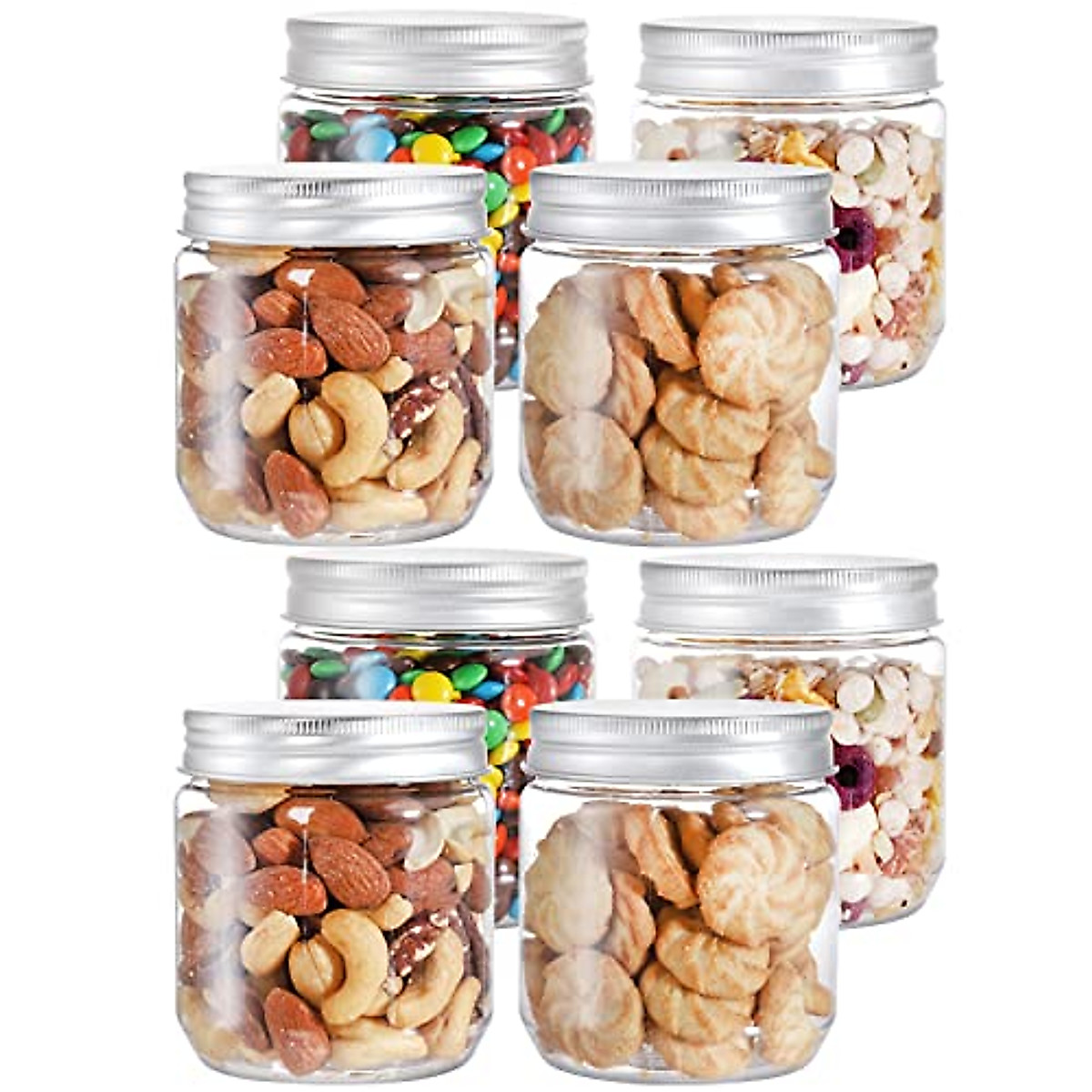Fasmov 25 Pack 8 Ounce Clear Plastic Jars Containers with Screw On Lids, Round Empty Plastic Slime Storage Containers for Kitchen & Household Storage - BPA Free
