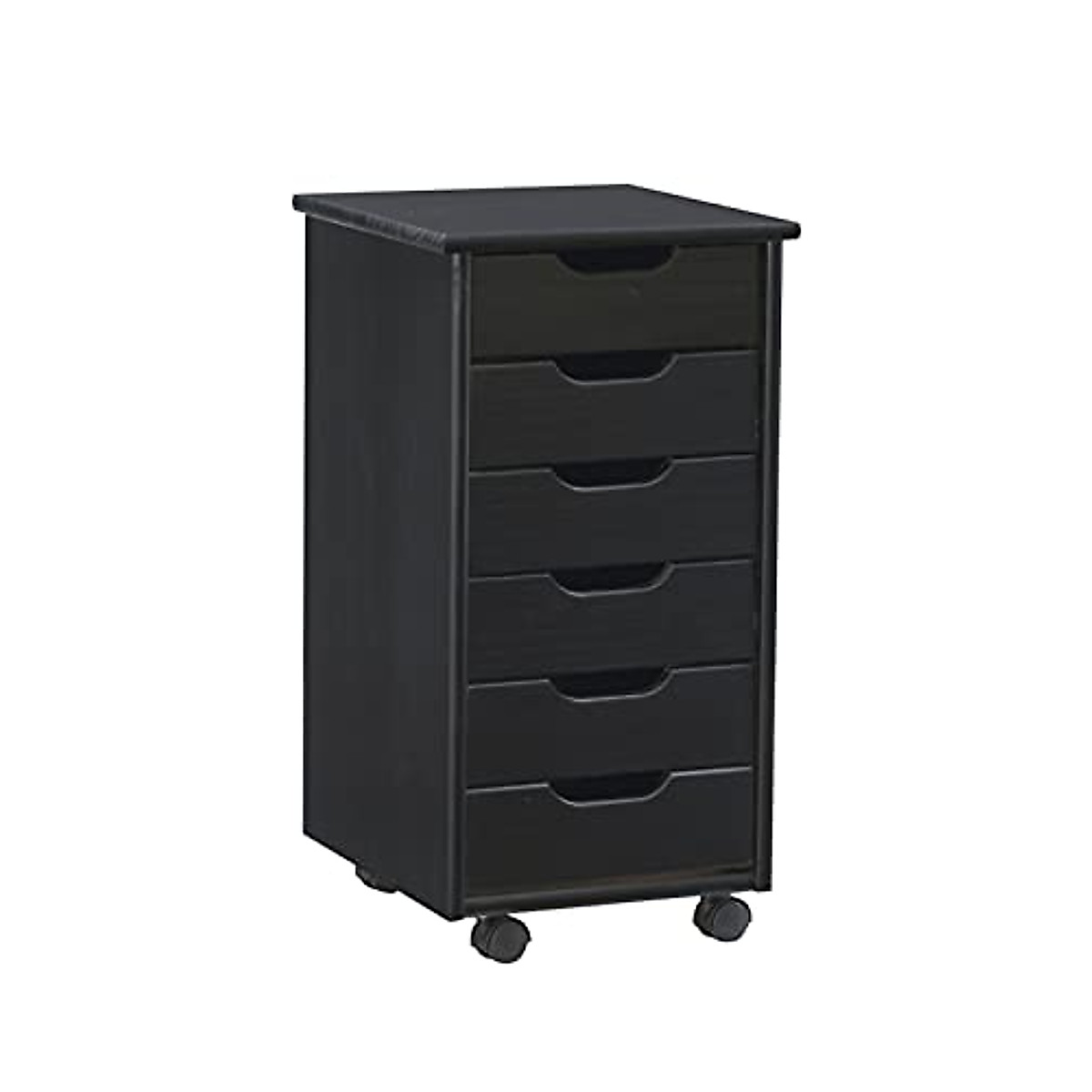 Linon Six Drawer Rolling Storage Corinne Cart, Black 6