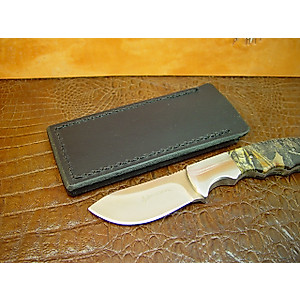 Pocket sheath for Fixed Blade Knife, 5" Knife Holster, Genuine Leather Knife Holder, Dyed Black