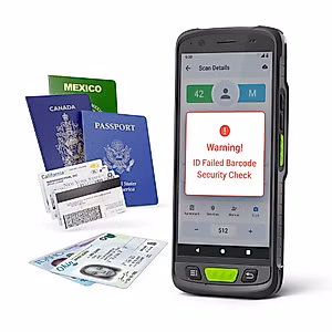 IDWare 9000 ID Passport Scanner – Touchless Handheld Scanning Solution with VeriScan Basic Software for Age Verification & Visitor Management – Free Charging Cradle, Screen Protector & Wrist Strap