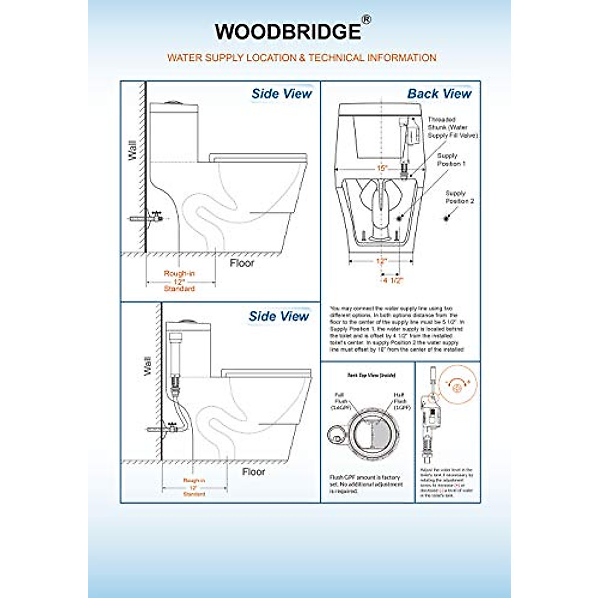 WOODBRIDGEE One Piece Toilet with Soft Closing Seat, Chair Height, 1.28 GPF Dual, Water Sensed, 1000 Gram MaP Flushing Score Toilet, B0942, Biscuit