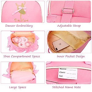 Dorlubel Cute Ballet Dance Backpack Tutu Dress Dance Bag with Key Chain Girls (Pink7 of tutu girl)