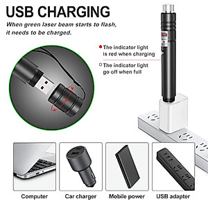 DCLIKRE Green Light, USB Rechargeable Green Lights Pen with Star Cap, Long Range Light Beams for Sandtable Presentations Astronomy Outdoor Hiking Camping Toy ﻿