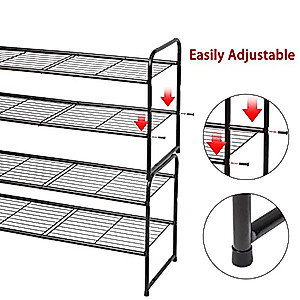 SUFAUY 2-Tier Shoe Rack, Stackable Shoe Shelf Storage Organizer for Entryway Closet, Extra Large Capacity, Wire Grid, Bronze