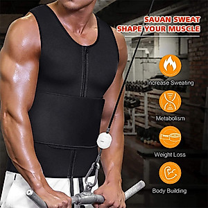Men's Neoprene Shapewear Waist Trainer Vest Sweat Vest Hot Neoprene Zipper Sauna Girdle Tank Top Workout Shirt Shapewear