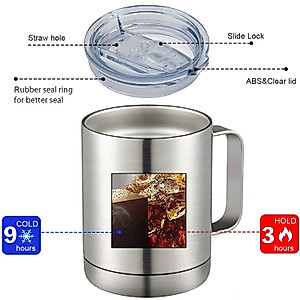 MEWAY 12oz Mix Color Mug With Handle 8 Pack Bulk,Stainless Steel Insulated Travel Tumblers With Sliding Lid,Double Wall Vacuum Camping Coffee Cup for Hot & Cold Drinks Tea (Mix,Set of 8)