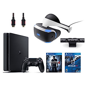 PlayStation VR Bundle 4 Items:VR Headset,Playstation Camera,PlayStation 4 Slim 500GB Console - U,VR Game Disc PSVR DriveClub ncharted 4