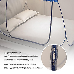 Lanpet Mosquito Net for Beds, Pop-up Tent Mosquito Netting with Net Bottom, Bed Tent for Indoor and Outdoor Use, Camping Tent,Insect Screen(Twin Queen King Size,Gray/Blue)